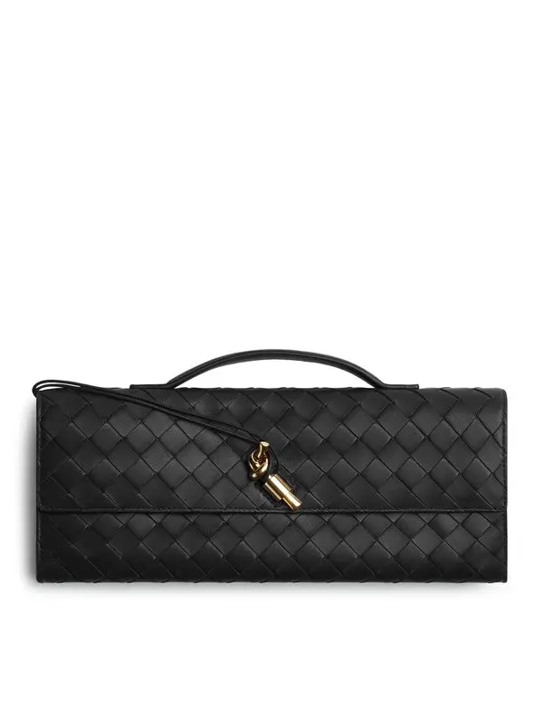 Bottega Veneta Andiamo Clutch With Intrecciato Pattern - Black