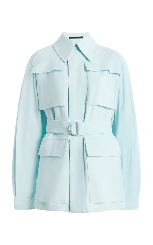 Wardrobe.NYC Crepe Safari Jacket With Belt - Blue