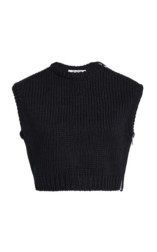 Max Mara Cropped Knit Turtleneck Sweater - Black