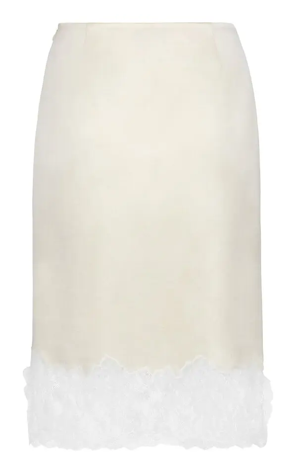 Magda Butrym Lace-trimmed Silk-wool Midi Skirt - Ivory