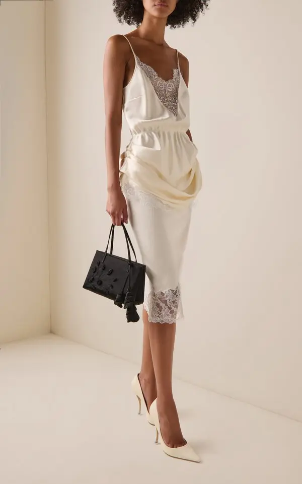 Magda Butrym Lace-trimmed Silk-wool Midi Skirt