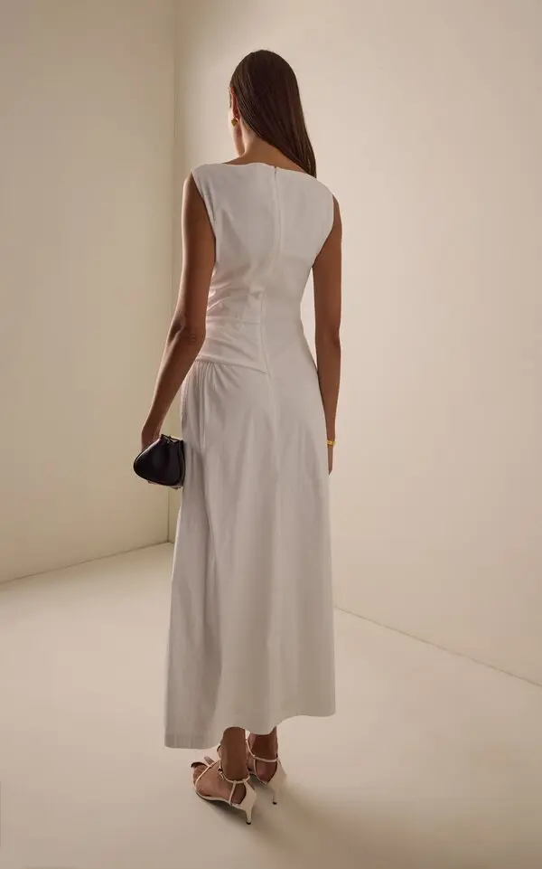 Lela Rose Cotton Poplin Asymmetrical Flounce Dress