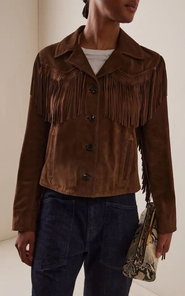 NILI LOTAN Eloi Fringed Suede Jacket