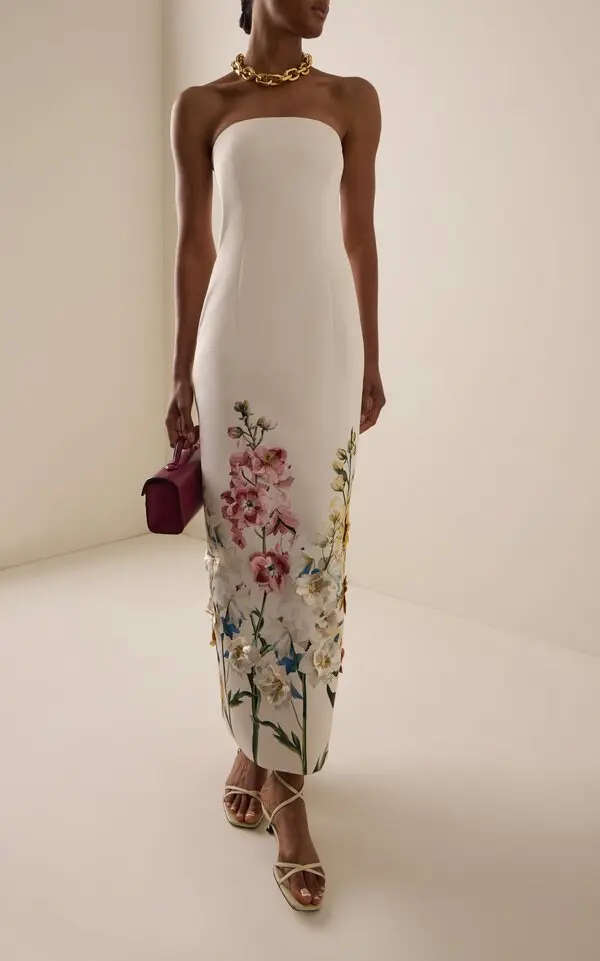 LEO LIN Exclusive Rayna Embroidered Satin Maxi Dress
