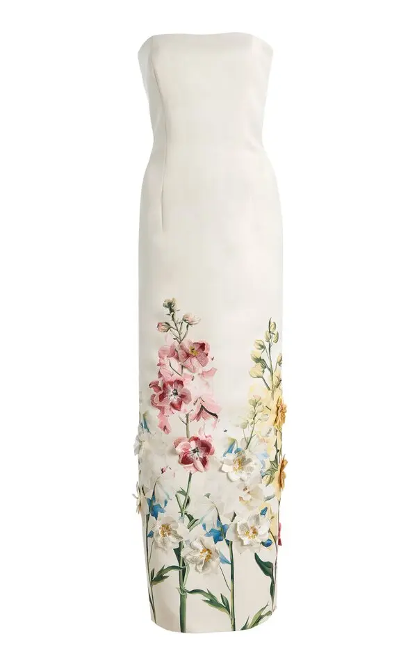 LEO LIN Exclusive Rayna Embroidered Satin Maxi Dress