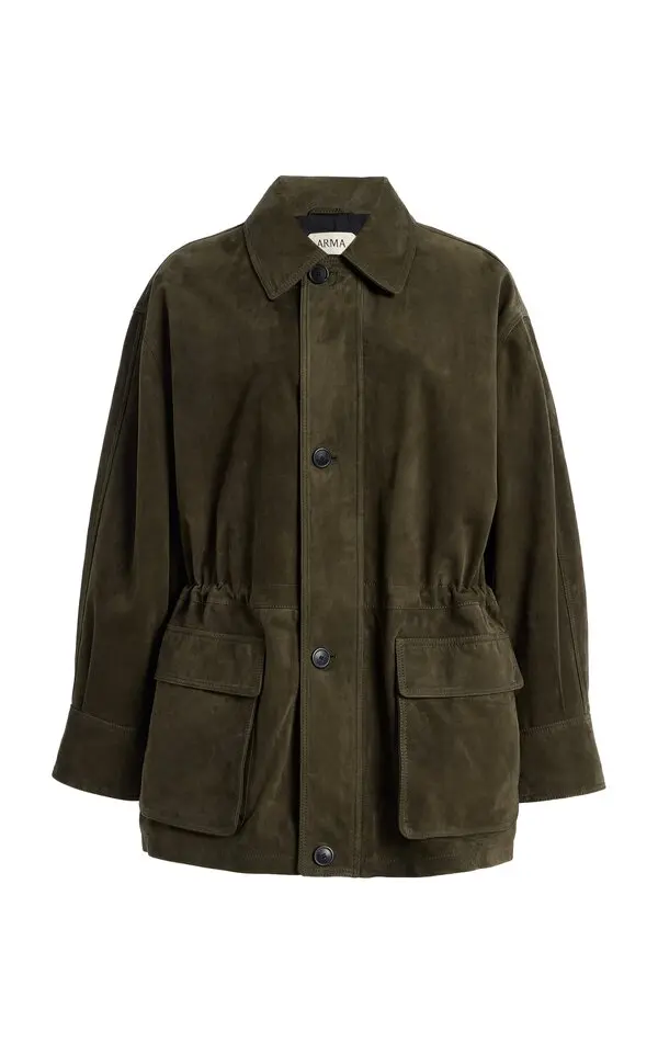 ARMA Maeve Relaxed Suede Jacket - Dark Green