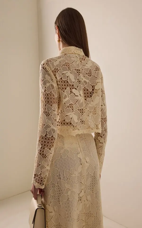 Lela Rose Lattice Guipure Lace Jacket