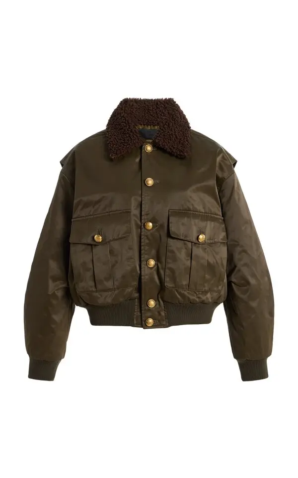 NILI LOTAN Tigre Shell Bomber Jacket - Green