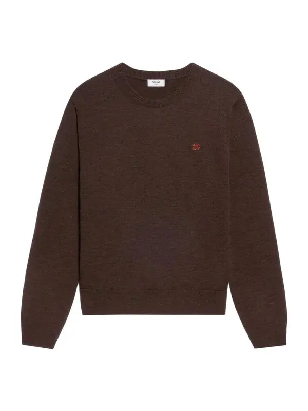 Celine Fine Wool Sweater With Triomphe Embroidery - Multicolor