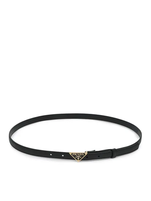 Prada Saffiano Leather Belt With Metal Buckle - Black