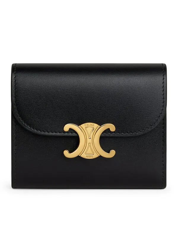 Celine Small Triomphe Wallet In Glossy Calfskin