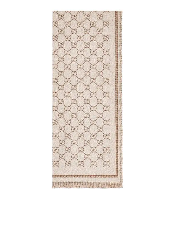 Gucci Double Side Gg Wool Scarf - Cream