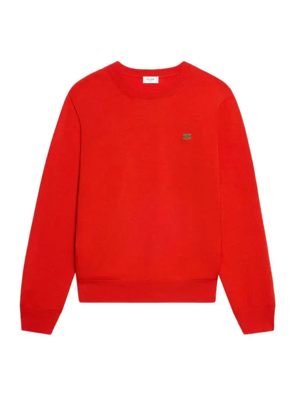 Celine Fine Wool Sweater With Triomphe Embroidery - Multicolor