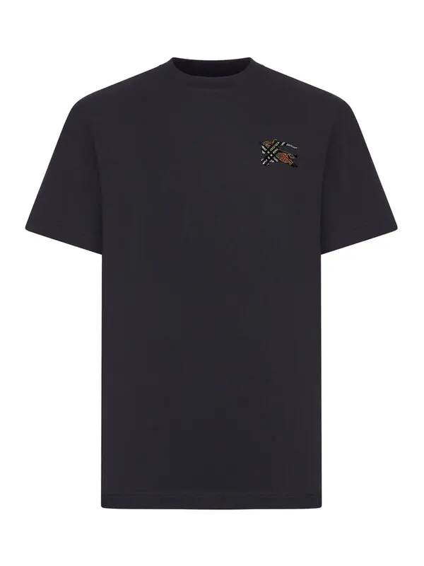 Burberry Cotton T-shirt With Horseman Logo - Black