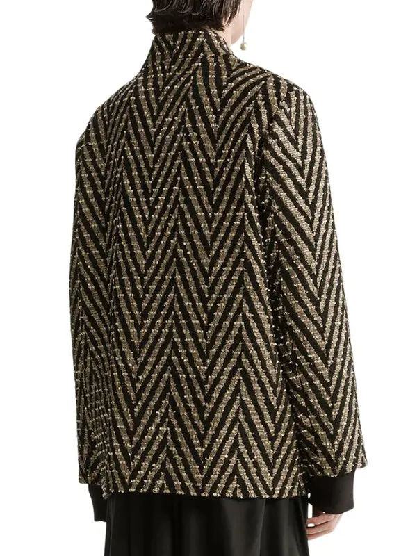 FORTE_FORTE Black Chevron Jaquard Over-jacket