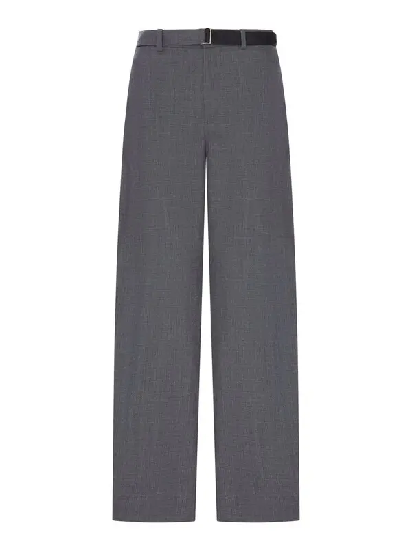 Sacai Wide-leg Wool-blend Trousers With A Belt
