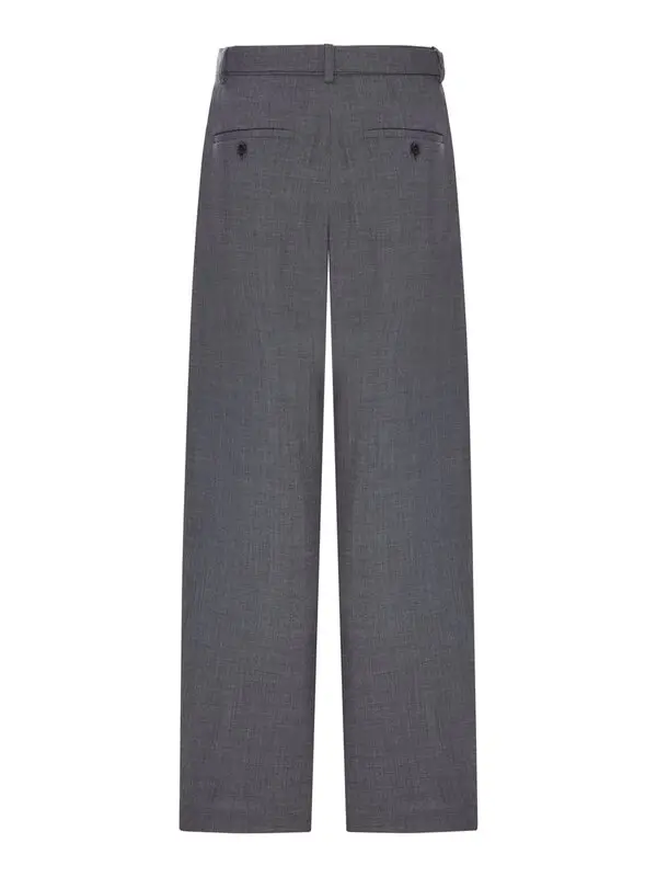 Sacai Wide-leg Wool-blend Trousers With A Belt