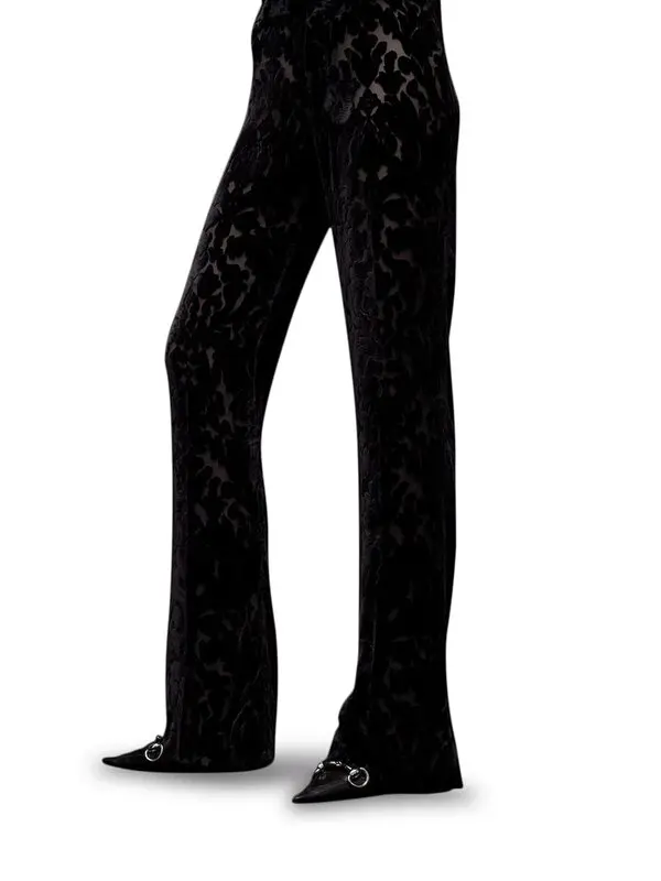 Gucci Floral-print Devoré Velour Trousers
