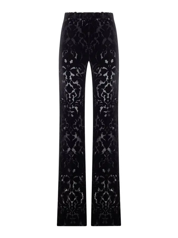 Gucci Floral-print Devoré Velour Trousers - Black