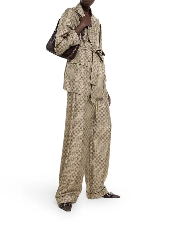 Gucci Printed Silk Twill Trousers