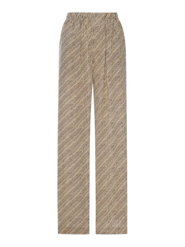 Balenciaga Monogram Silk Crepe Pants - Cream