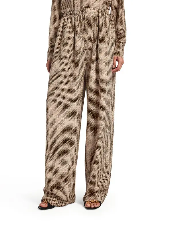 Balenciaga Monogram Silk Crepe Pants - Cream