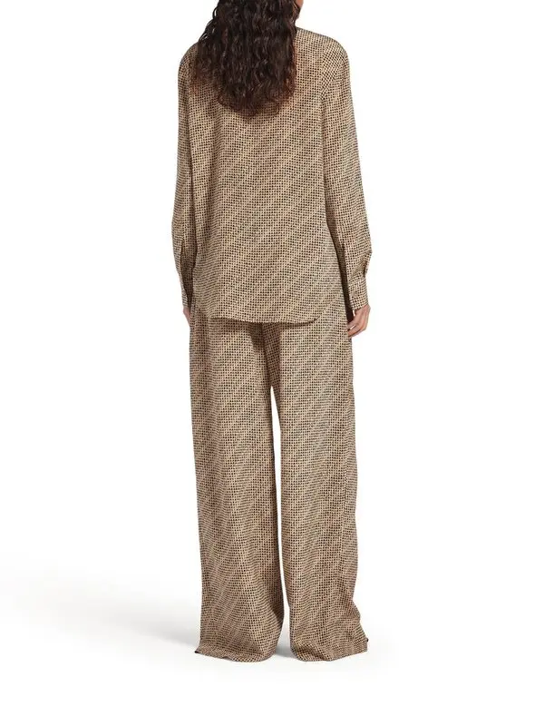 Balenciaga Monogram Silk Crepe Pants - Cream