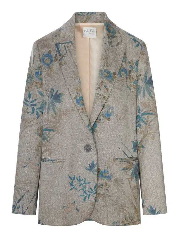 FORTE_FORTE Single-breasted Floral Print Blazer - Cream