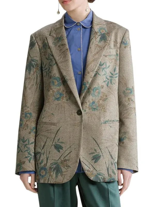 FORTE_FORTE Single-breasted Floral Print Blazer