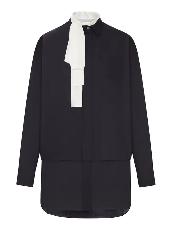Sacai Shirt Dress With Integrated Scarf - Black