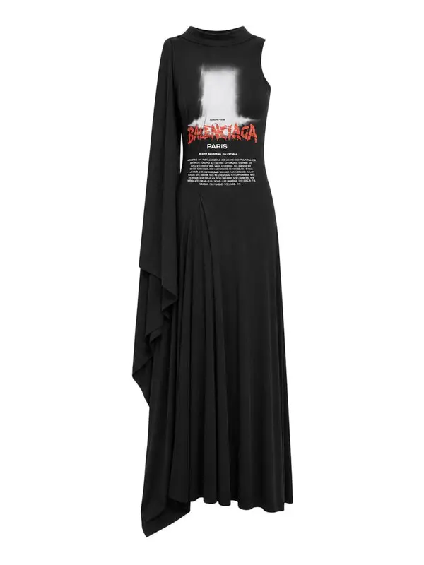 Balenciaga Asymmetrical Draped Dress - Black