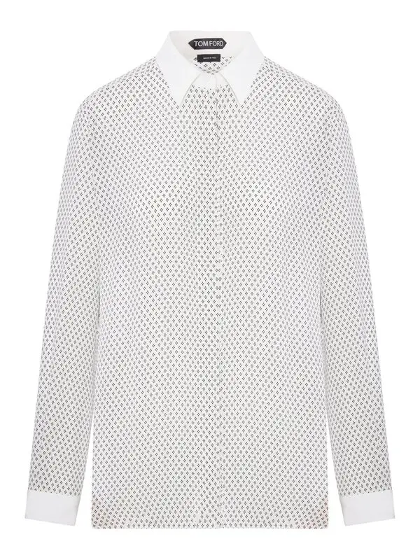 TOM FORD Silk Crêpe De Chine Shirt With Micro-geometric Pattern - Multicolor