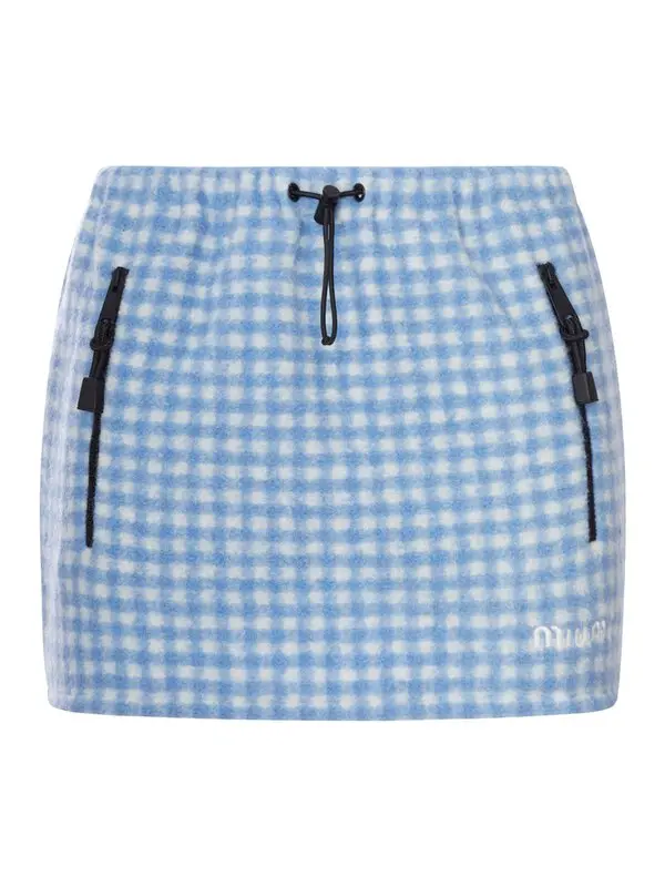 Miu Miu Gingham Fleece Mini Skirt - Multicolor