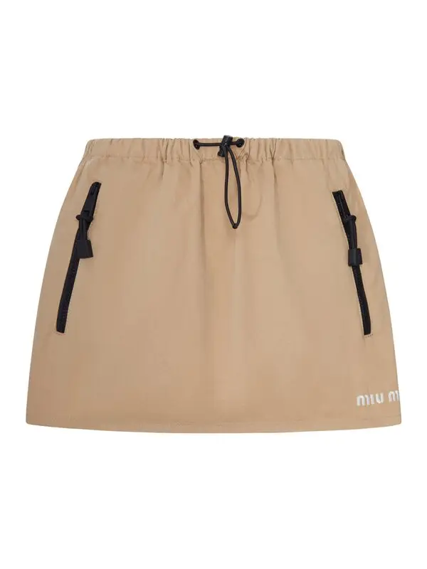 Miu Miu Cotton Gabardine Miniskirt With Drawstring