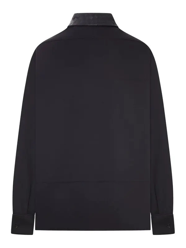 Bottega Veneta Wool Shirt With Braided Leather Collar