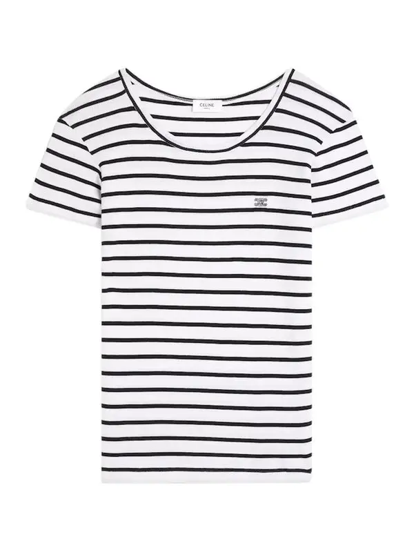 Celine Striped Silk Jersey T-shirt - Multicolor