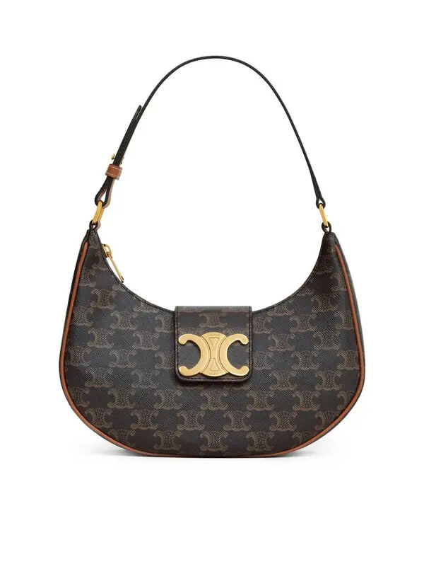 Celine Medium Ava Triomphe Bag In Triomphe Canvas And Calf Leather Leather - Tan