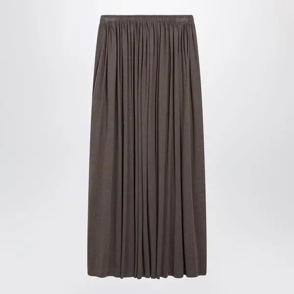 Max Mara Long Pleated Jersey Skirt - Brown