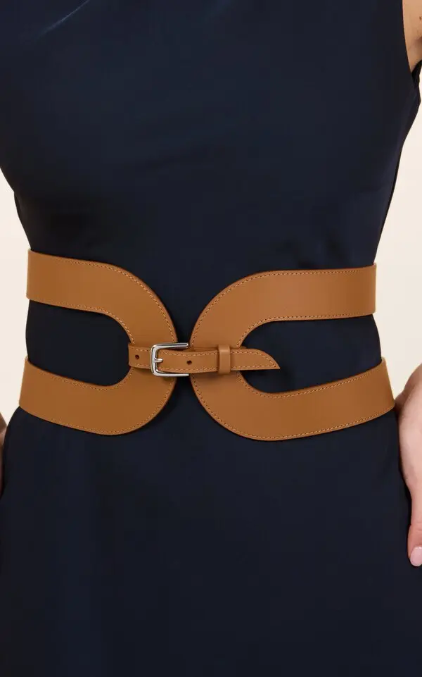 VAINCOURT La Délicieuse Large Leather Belt - Brown