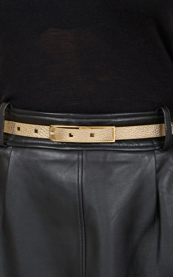VAINCOURT La Ravissante Thin Leather Belt - Gold