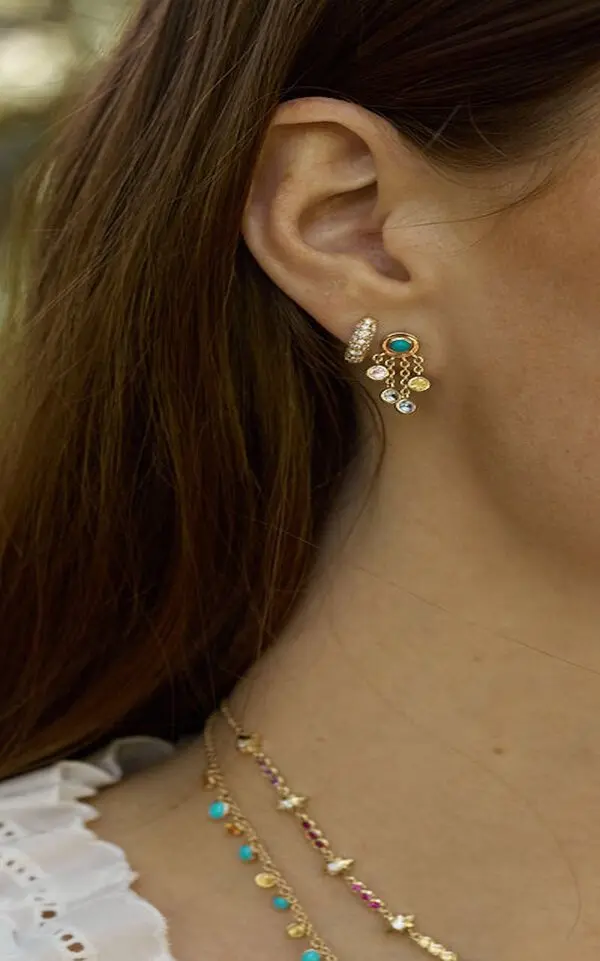 EDEN PRESLEY Turquoise & Sapphire Shaker Earrings