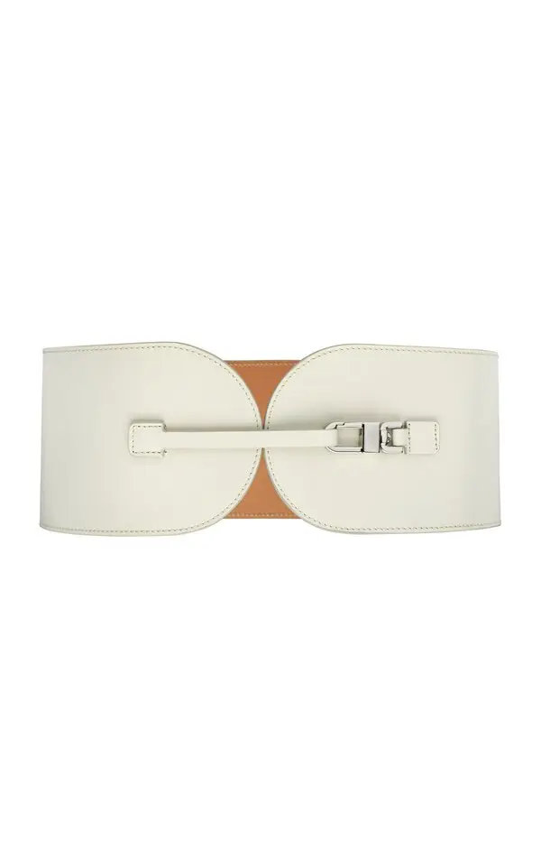 VAINCOURT L'exquise Wide Leather Corset Belt - Off-white