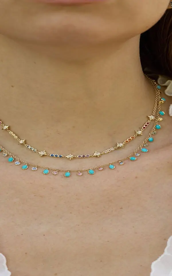 EDEN PRESLEY Turquoise & Sapphire Shaker Necklace