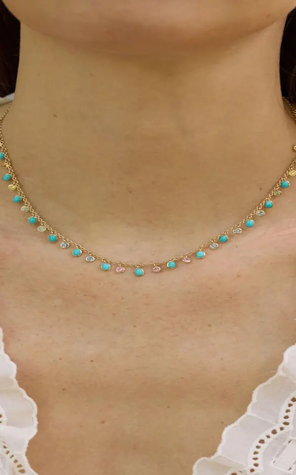 EDEN PRESLEY Turquoise & Sapphire Shaker Necklace