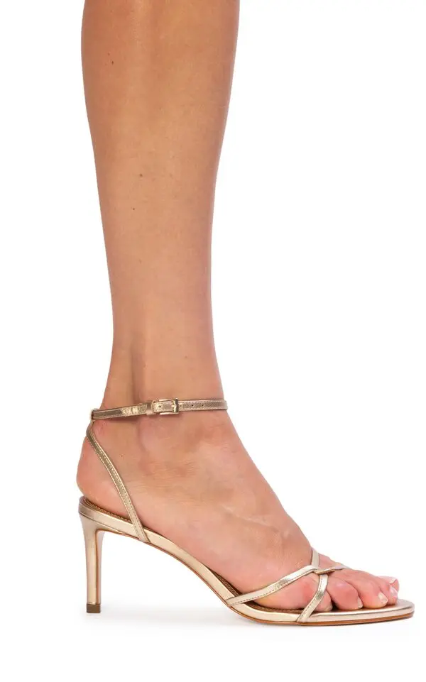 BLACK SUEDE STUDIO Miley Metallic Leather Sandals - Gold