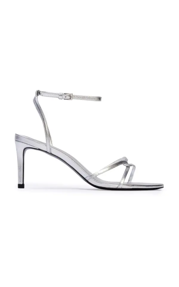 BLACK SUEDE STUDIO Miley Metallic Leather Sandals - Silver