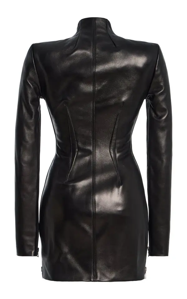 LAQUAN SMITH Leather Zip-front Mini Dress