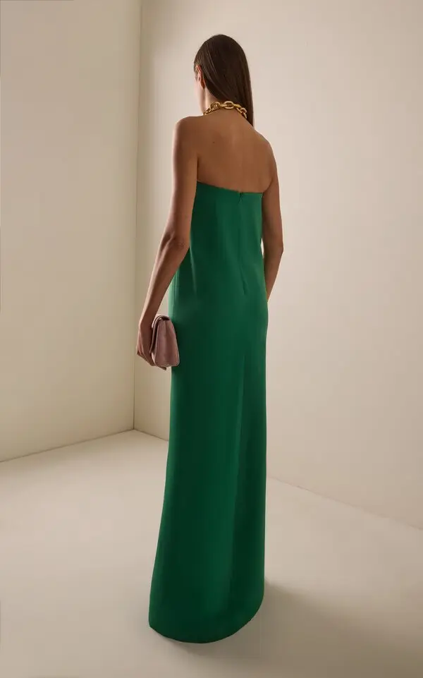 Lela Rose 3d Peony Embroidered Faille Gown