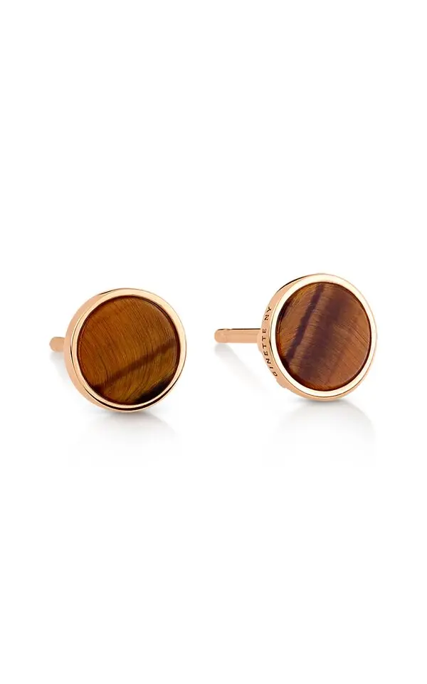Ginette Ny Ever Tiger's Eye Disc Earrings - Brown