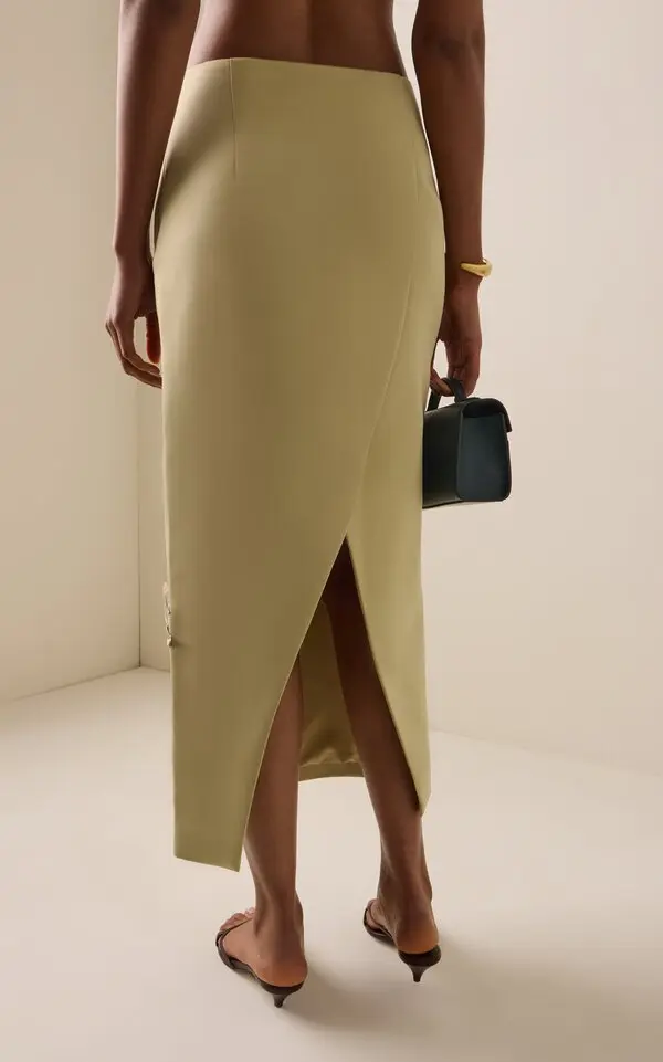 LEO LIN Exclusive Embroidered Satin Midi Skirt
